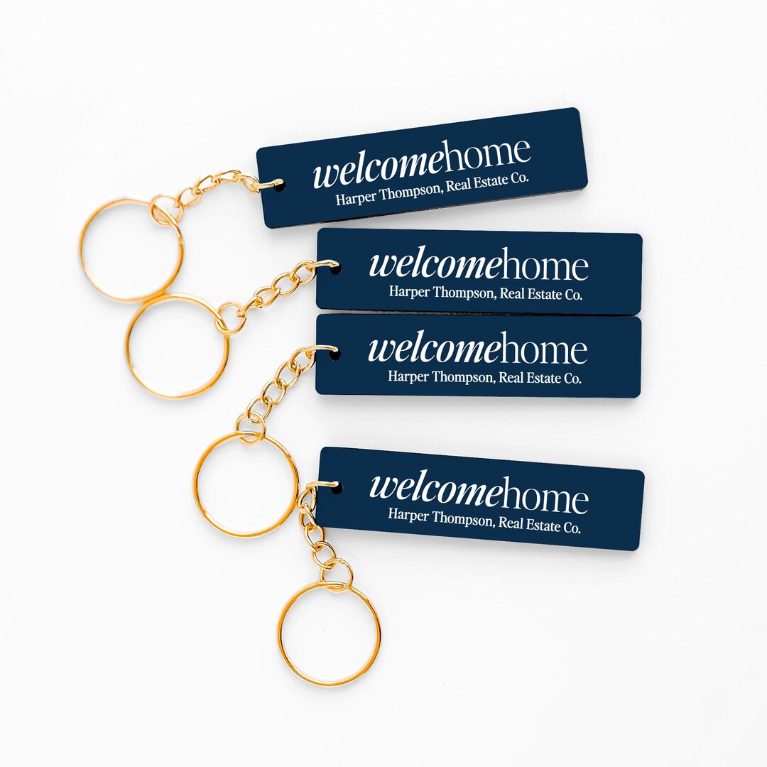 Set of Customizable Welcome Home Keychains | Real Estate Keychain ...