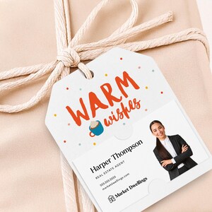 Warm Wishes Gift Tag | Christmas Pop by | Holiday Marketing | Client ...