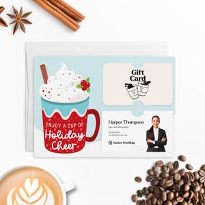 SET of Enjoy a Cup of Holiday Cheer Gift Card & Business Card Holder ...