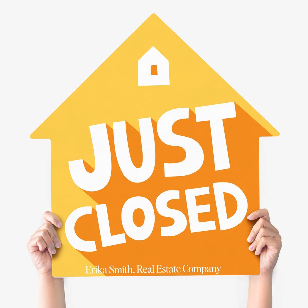 Customizable | Just Closed House Sign | Real Estate Agent Photo Prop ...