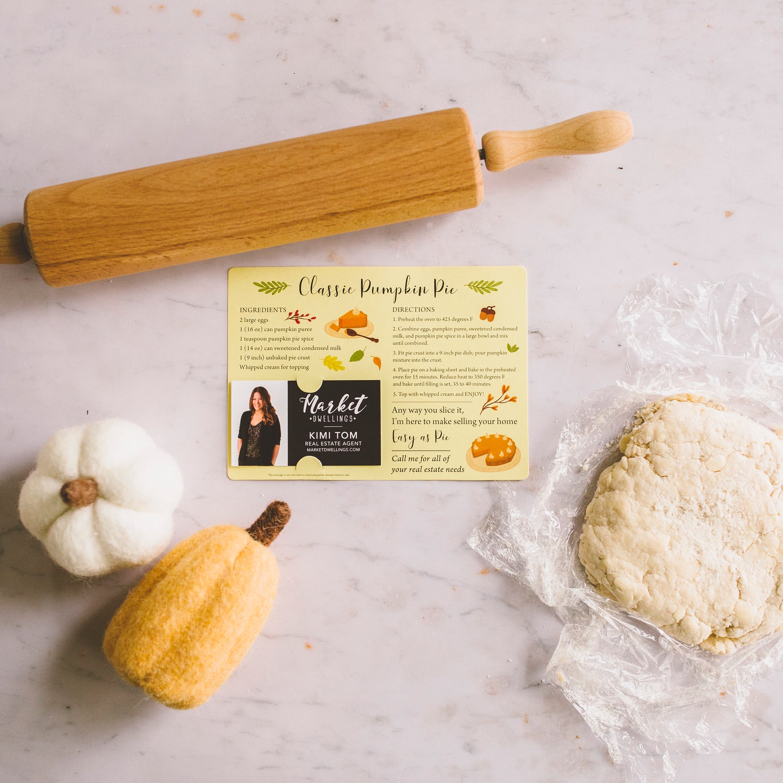 SET of Recipe Cards Classic Pumpkin Pie Recipe Card Real | Etsy