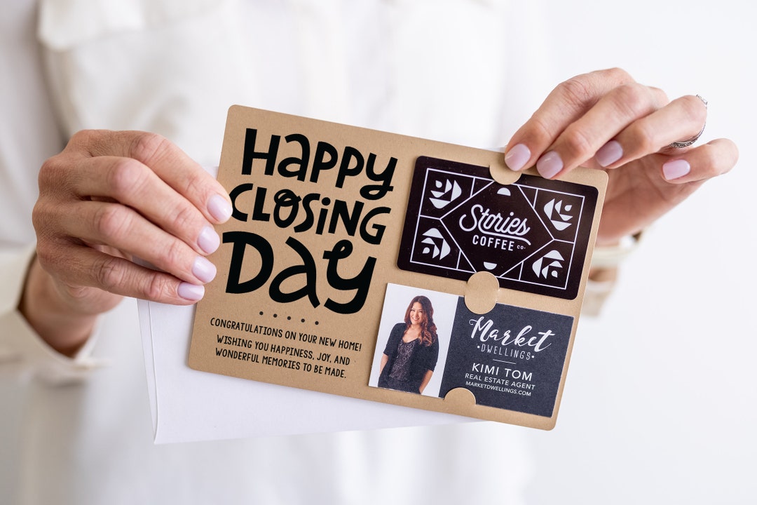 SET of Happy Closing Day Gift Card and Business Card Holder Mailer With ...