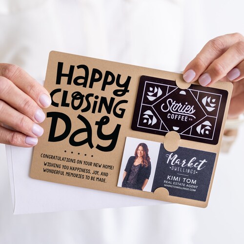SET of Happy Closing Day Gift Card and Business Card Holder - Etsy