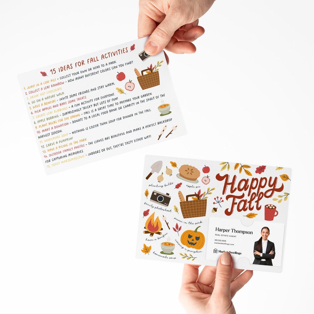 Ideas for Fall Activities Mailers W/ Envelopes | Business Card Mailer L ...