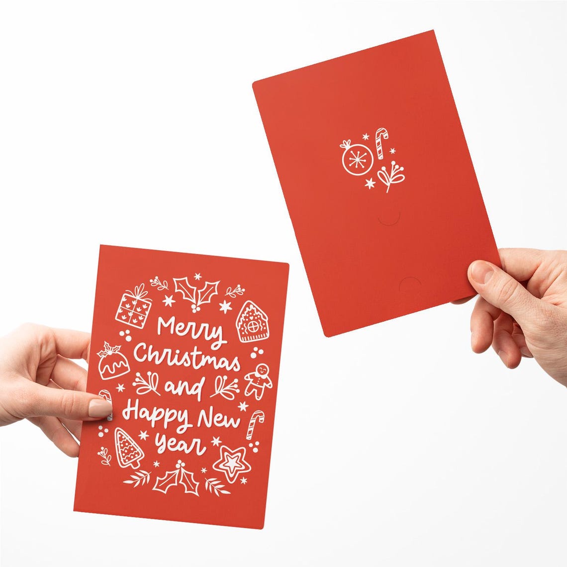 Set of Merry Christmas and Happy New Year Greeting Cards | Envelopes ...