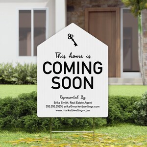 Customizable Coming Soon Yard Sign With Stake Real Estate Agent Photo ...