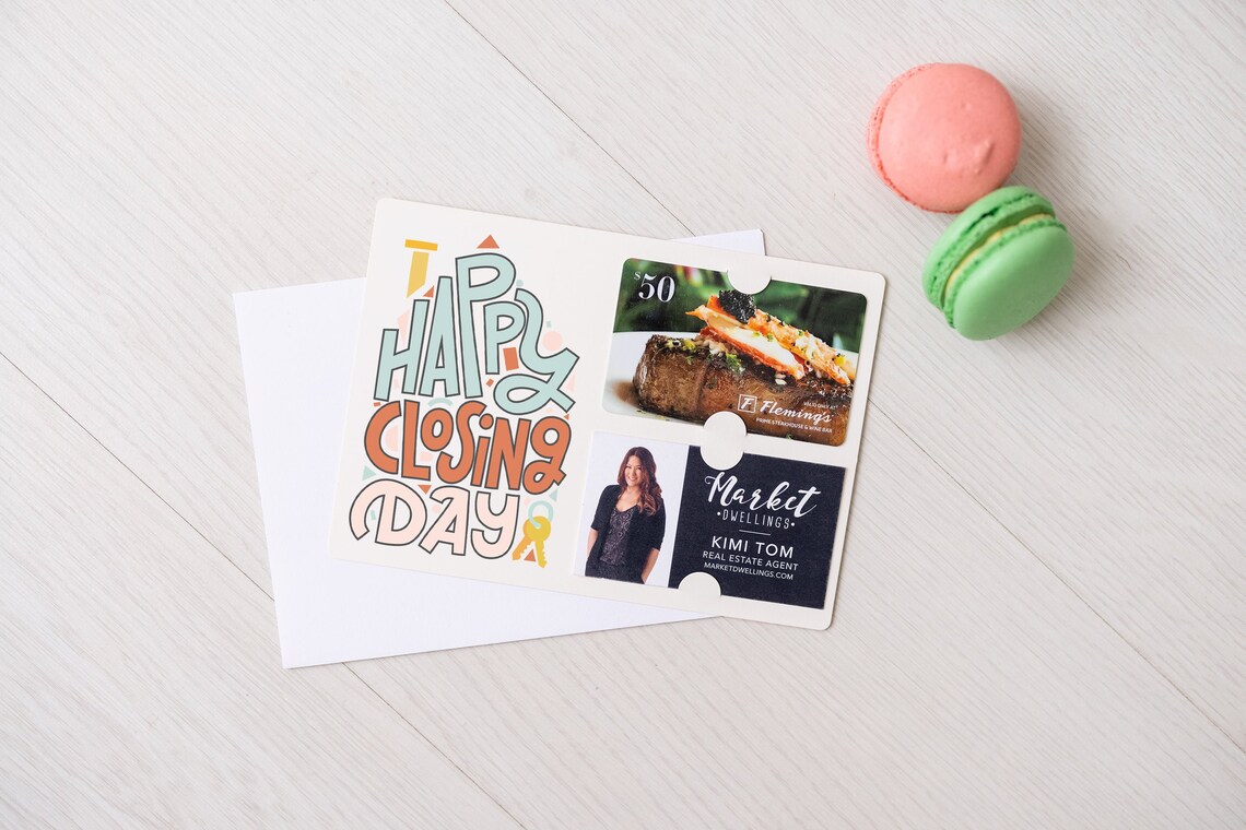 Set of Happy Closing Day Mailer Gift Card & Business Card | Etsy