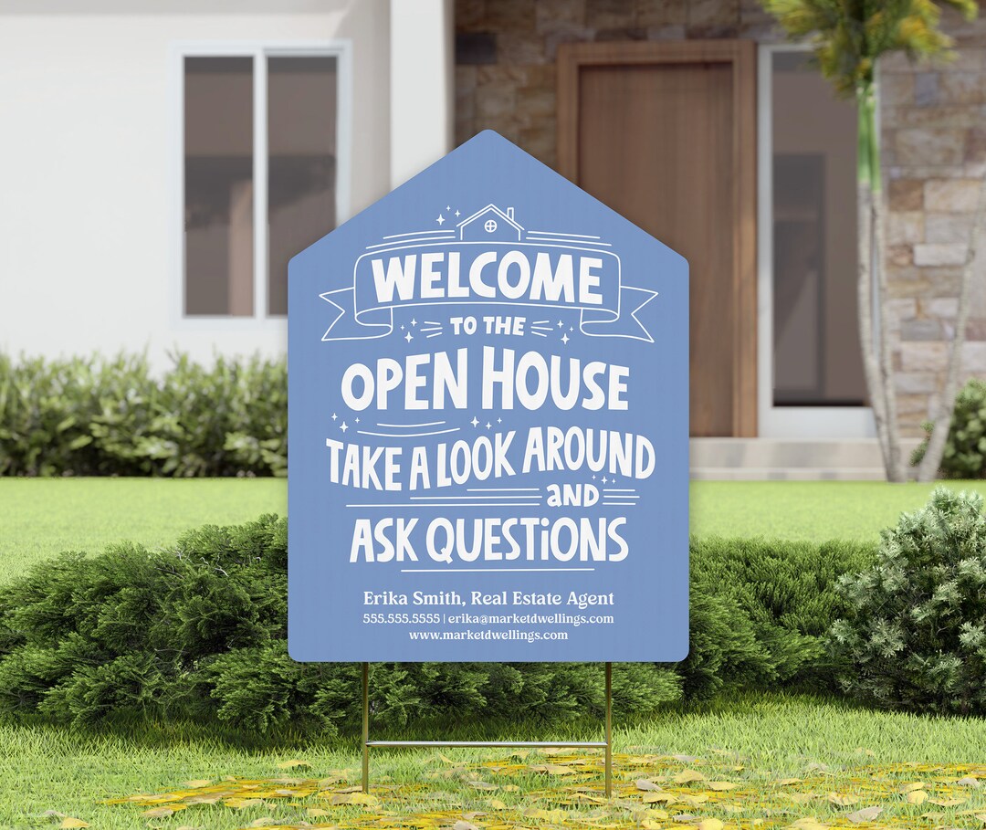 Customizable Welcome to the Open House Real Estate Yard Sign With Stake ...