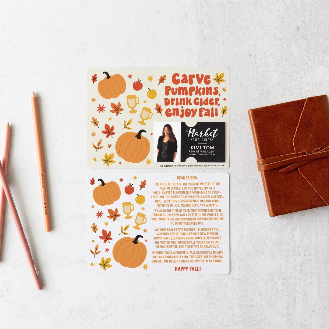 Set of Carve Pumpkins, Drink Cider, Enjoy Fall Mailers Envelopes ...