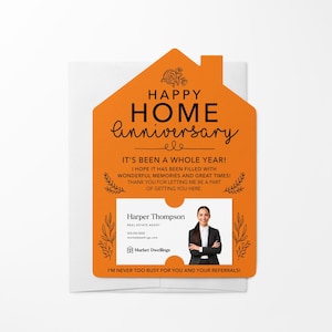 SET of Happy Home Anniversary Cards | Real Estate Agent Card | House ...