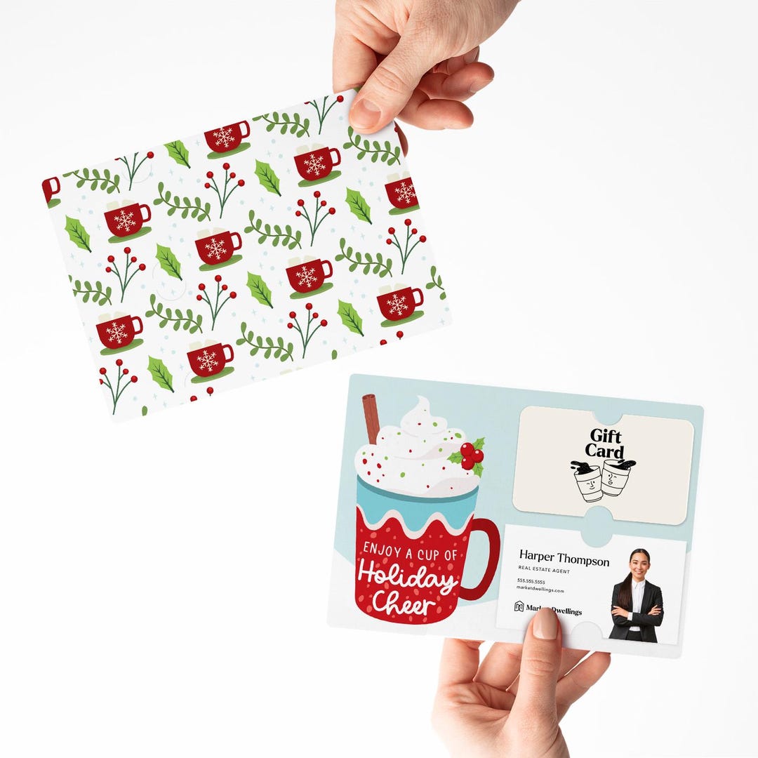 SET of Enjoy a Cup of Holiday Cheer Gift Card & Business Card Holder ...