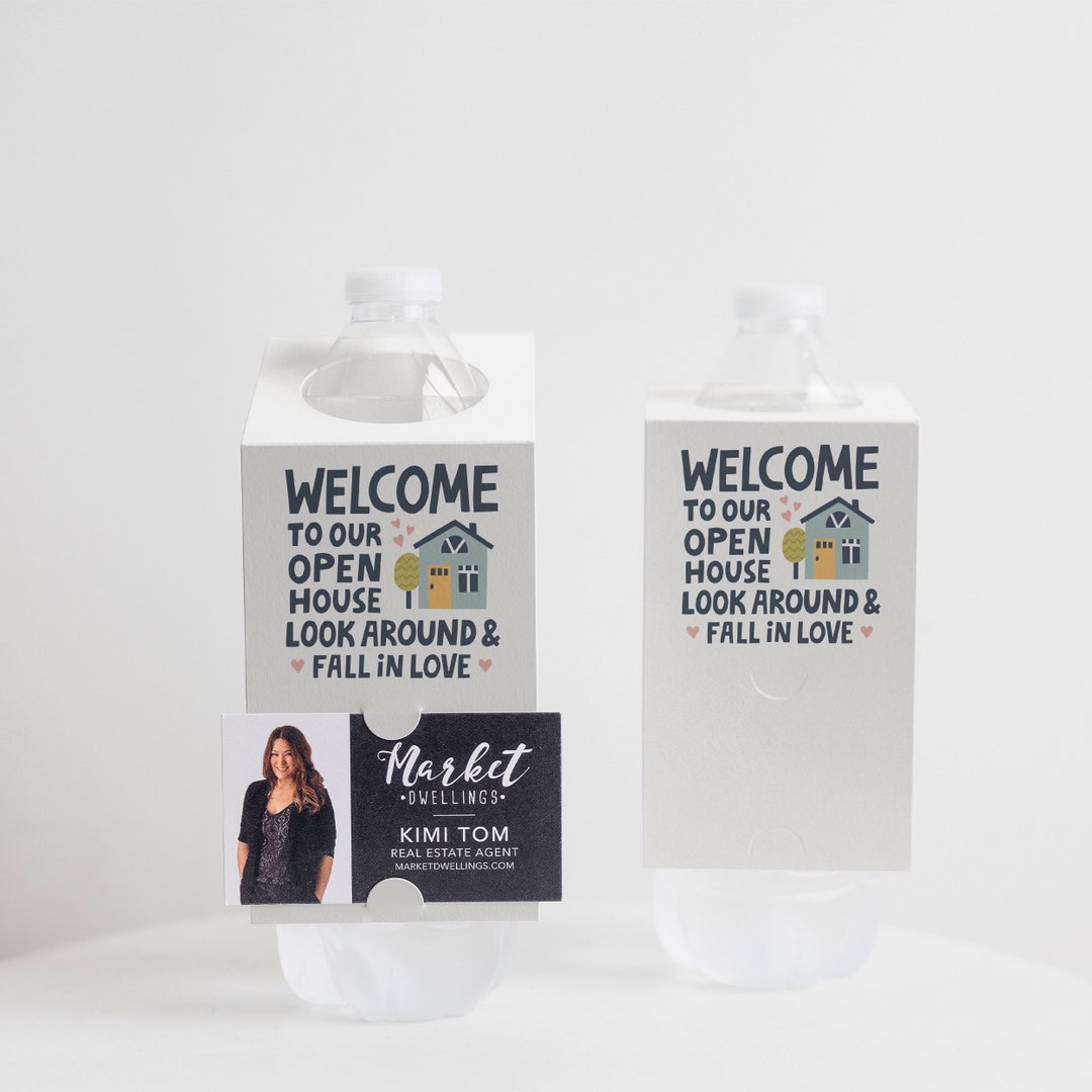 Welcome to Our Open House Bottle Tags With Business Card Insert Real ...