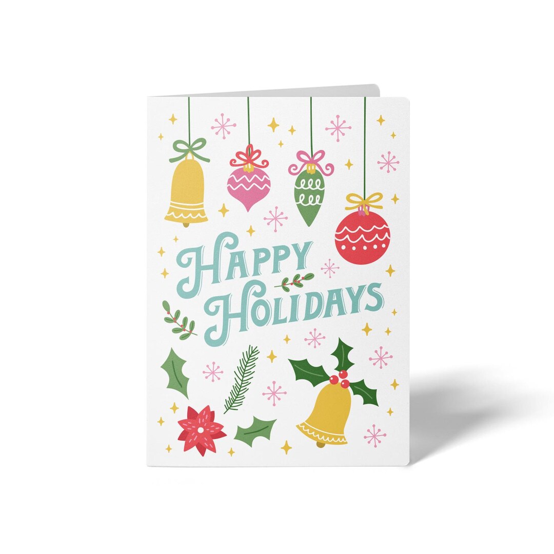 Set of Happy Holidays Greeting Cards Envelopes Included | Christmas ...