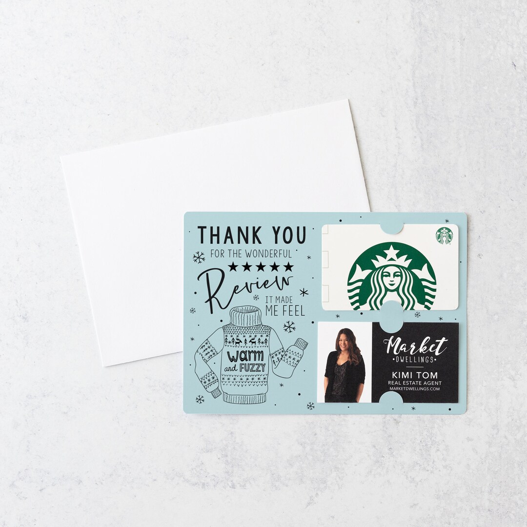SET of Thank You for the Wonderful Review Holiday Gift Card & Business ...