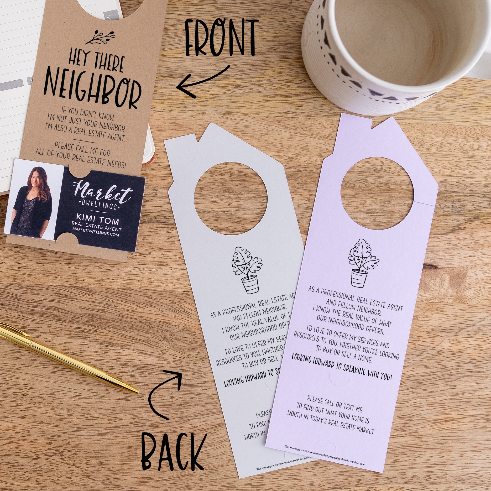 Hey Neighbor Double Sided Door Hangers Real Estate Agents - Etsy