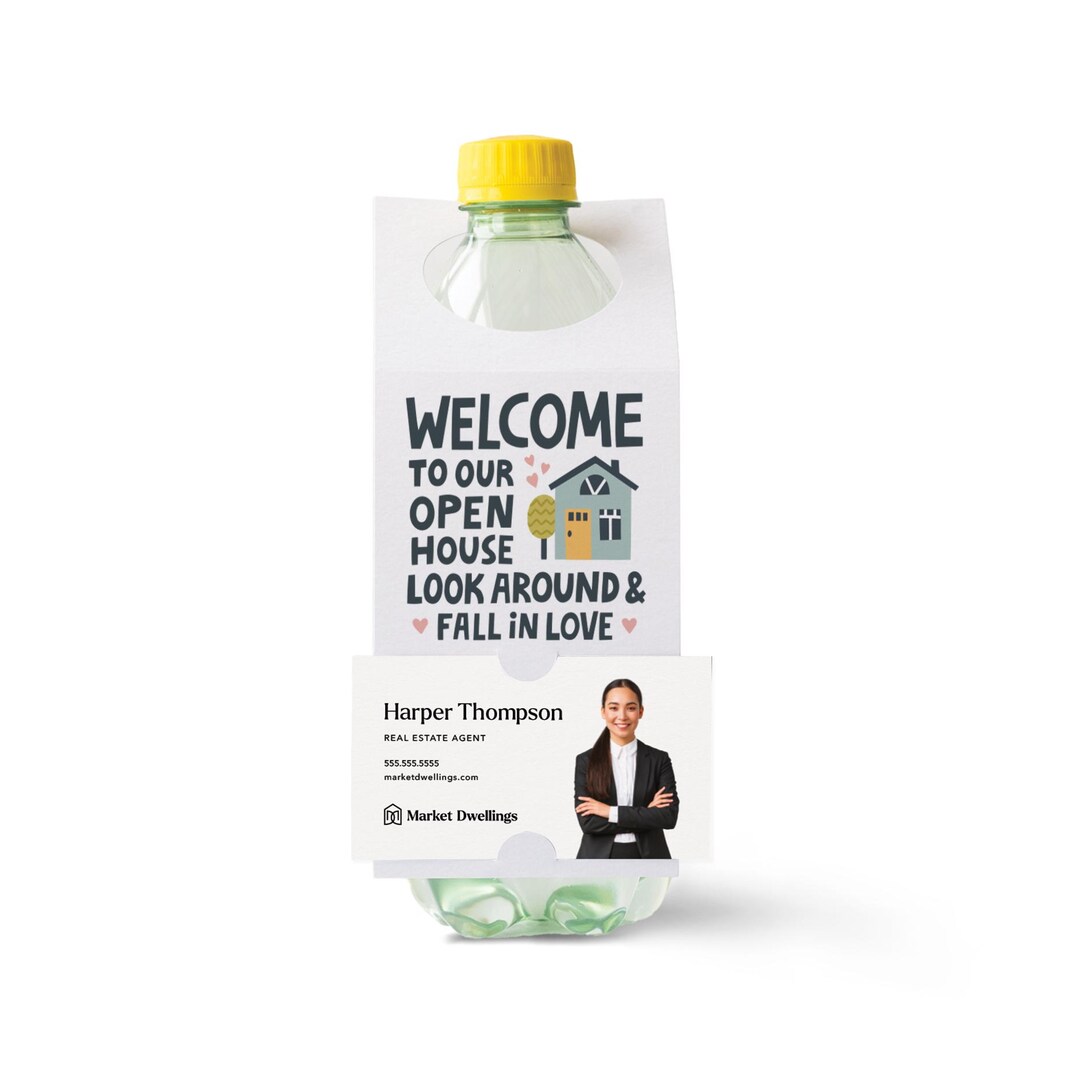 Welcome to Our Open House Bottle Tags With Business Card Insert | Real ...