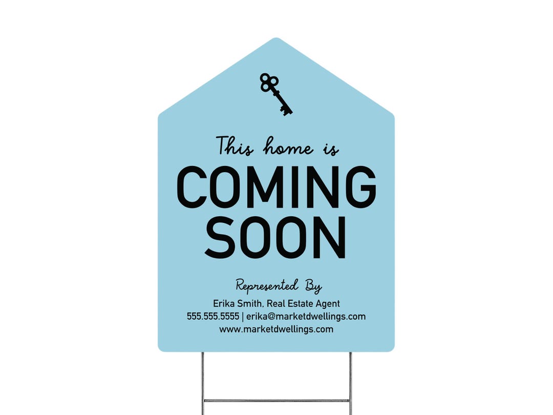 Customizable | Coming Soon Yard Sign With Stake | Real Estate Agent ...