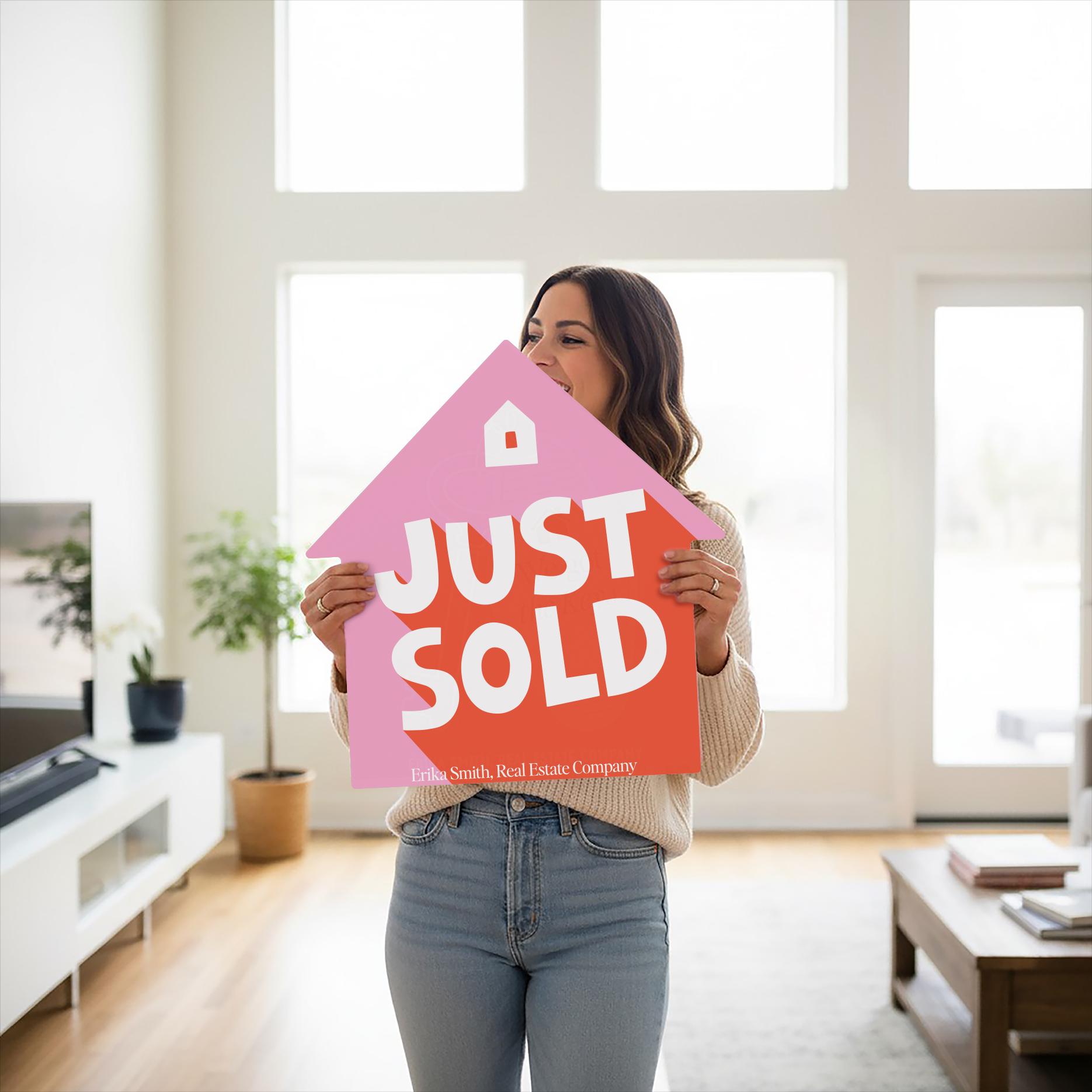 Customizable | Just Sold House Sign | Real Estate Agent Photo Prop ...