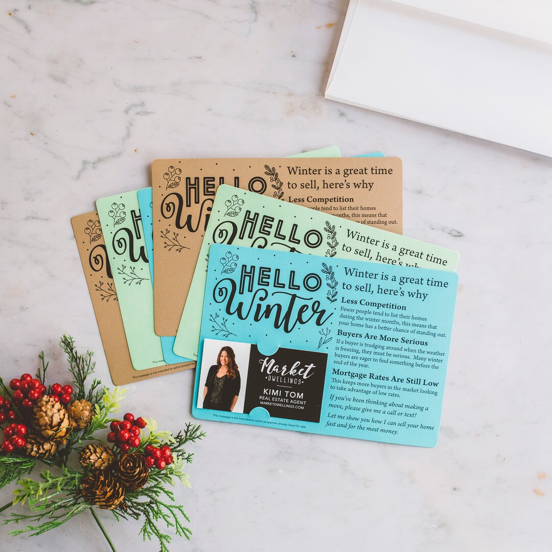 SET of Hello Winter, Christmas Mailers With Envelopes Business Card ...