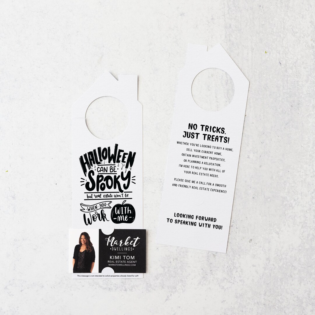 Halloween Can Be Spooky Real Estate Door Hangers Real Estate Agent Door ...