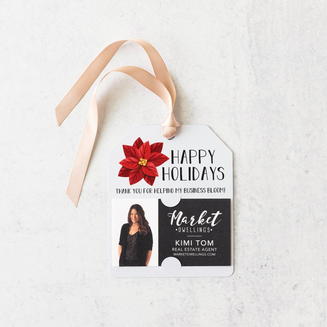Happy Holidays With Poinsettia Gift Tag Christmas Pop by Holiday ...