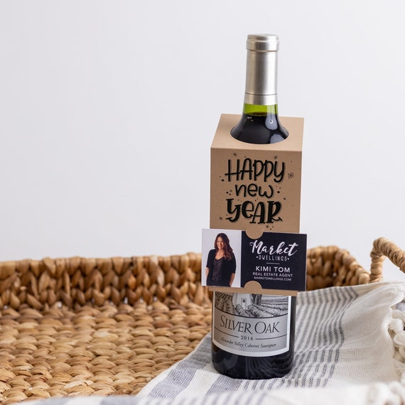 Happy New Year Bottle Hang Tag Wine Bottle Bib Insert Your | Etsy