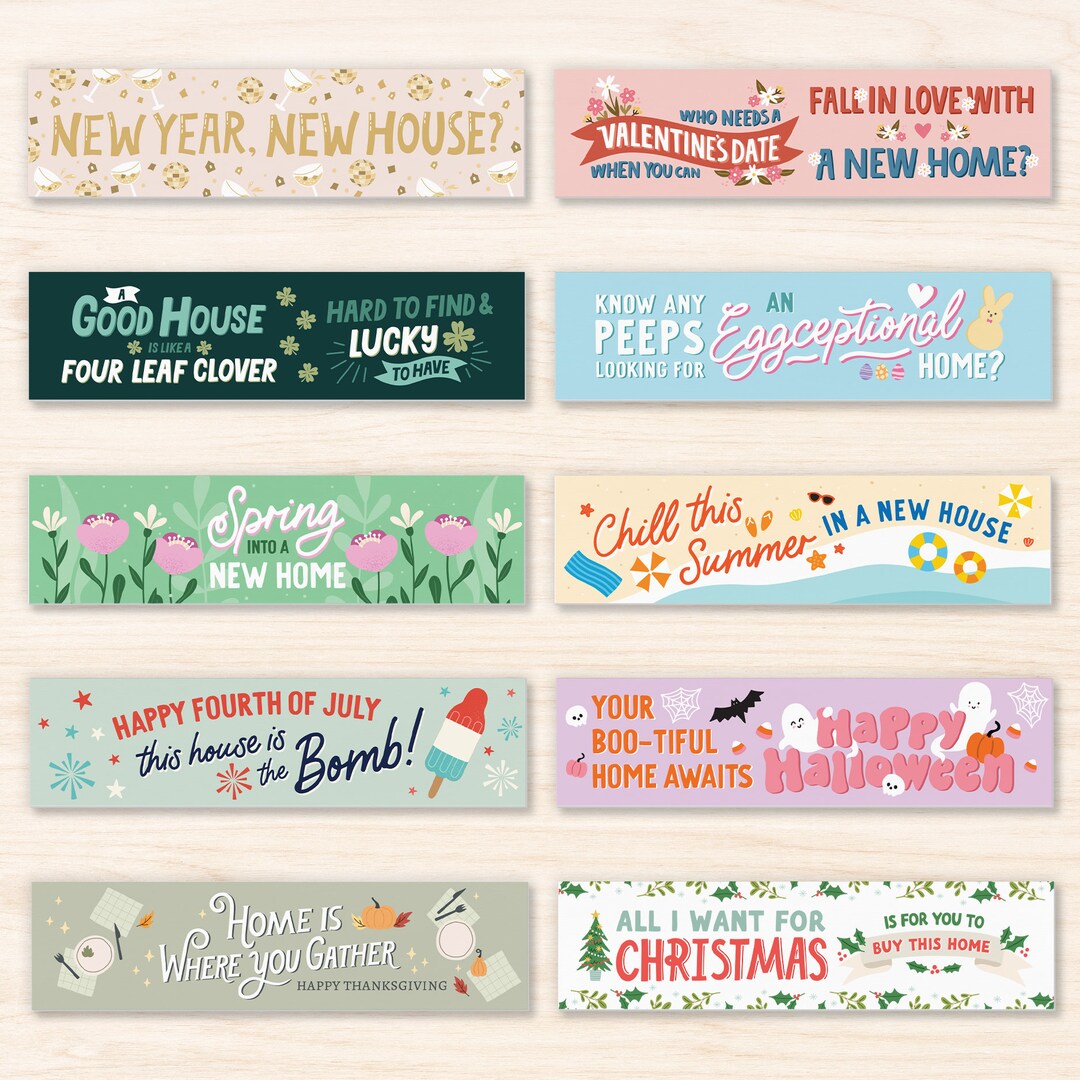 Set of 10 | Seasonal Real Estate Sign Riders | DSR-3 - Etsy