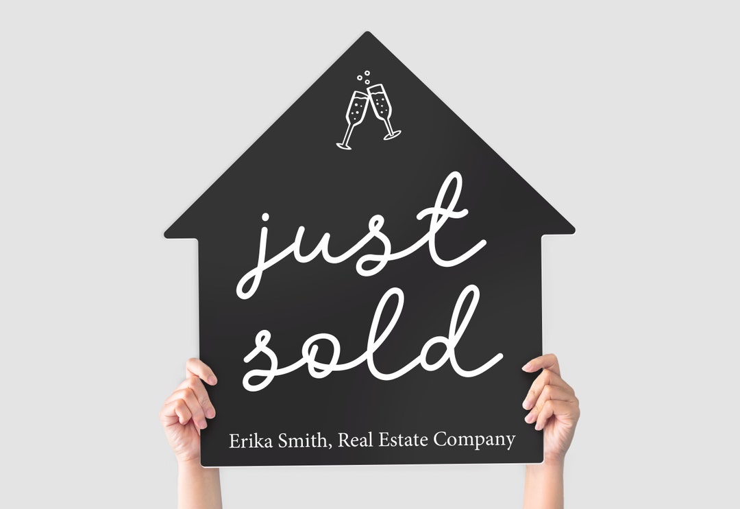 Customizable | Just Sold Real Estate House Sign | Real Estate Agent Photo Prop | Marketing ...