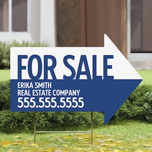 Customizable | for Sale Directional Arrow Real Estate Yard Sign With ...