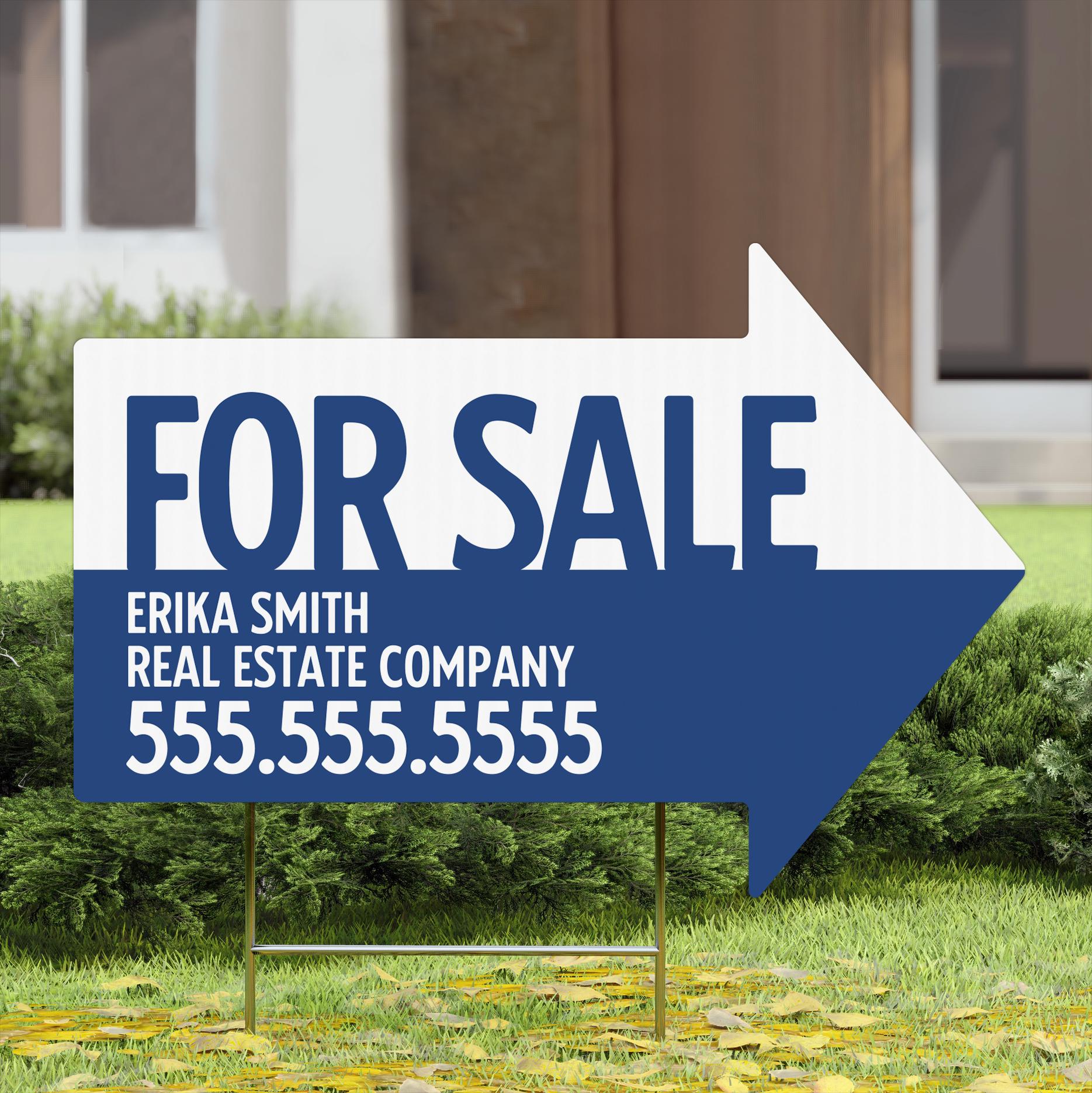 Customizable | for Sale Directional Arrow Real Estate Yard Sign With ...