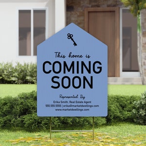 Customizable Coming Soon Yard Sign With Stake Real Estate Agent Photo ...