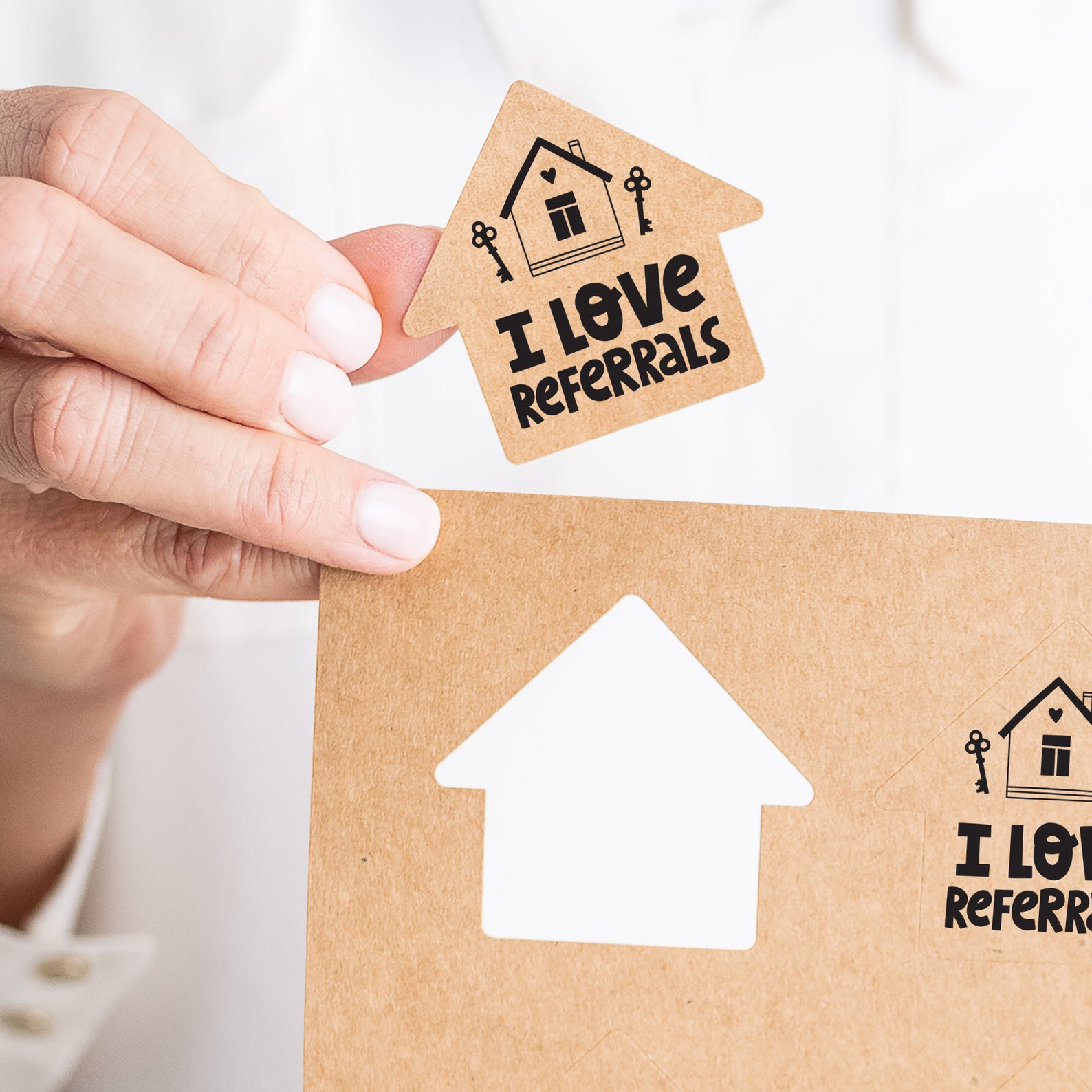 Set of Real Estate Stickers | I Love Referrals | House Shaped Referral ...