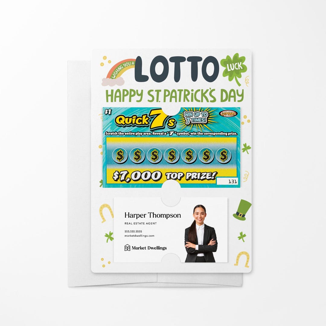 SET of Wishing You a Lotto Luck Mailers W/ Envelopes | St. Patrick's ...