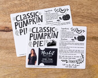 SET of Classic Pumpkin Pie Recipe Cards Real Estate Agent - Etsy