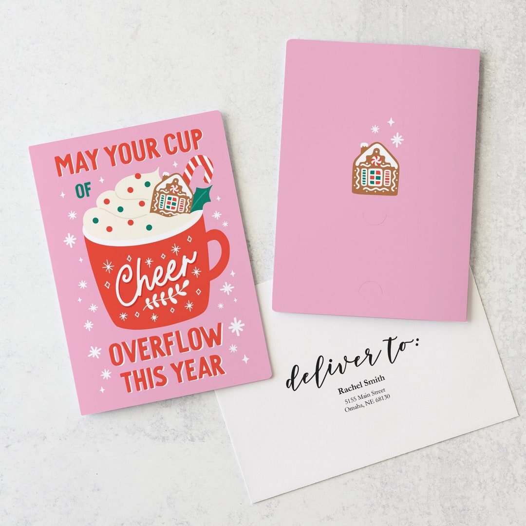 Set of May Your Cup of Cheer Overflow This Year Greeting Cards Envelopes Included Christmas ...