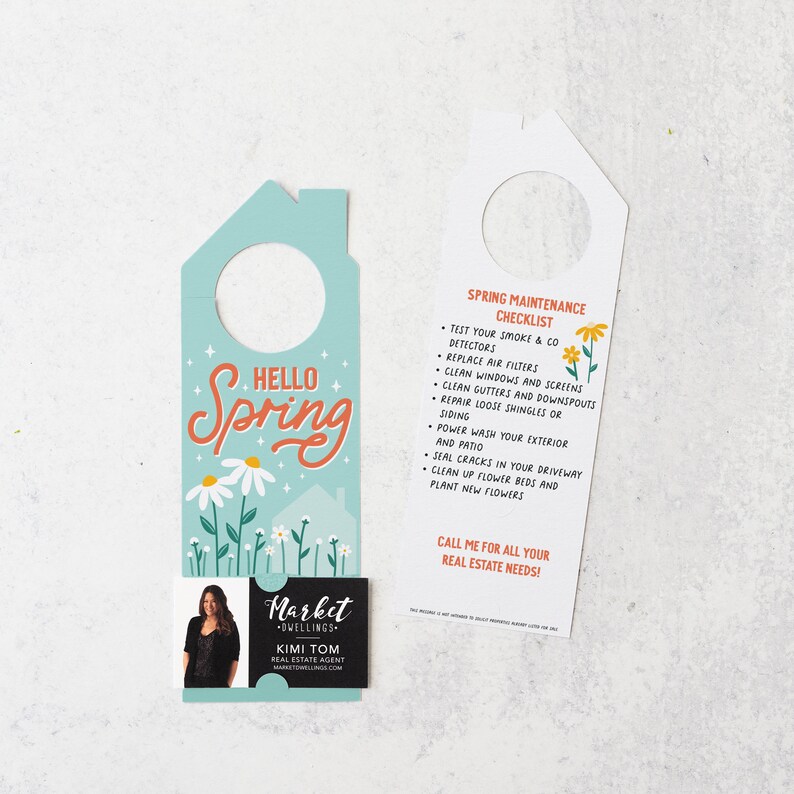 Hello Spring Maintenance Checklist Door Hangers Spring Real - Etsy