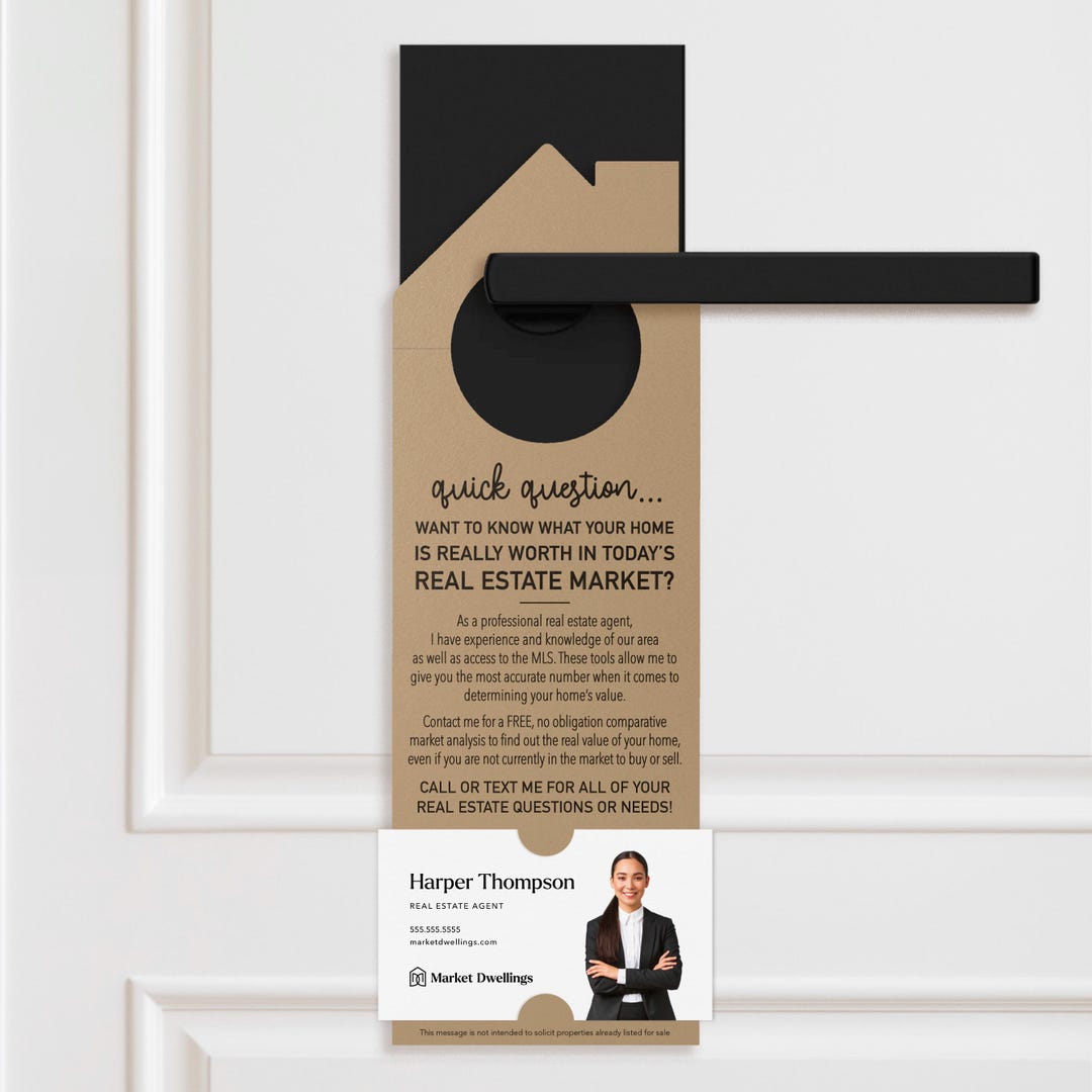 Quick Question Real Estate Door Hangers Tag | Real Estate Agents | Door ...