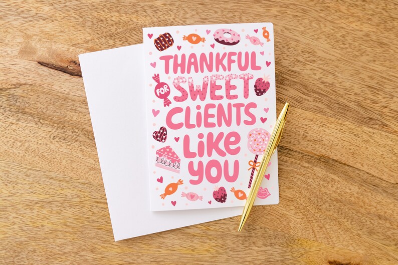 SET of Thankful for Sweet Clients Like You Greeting Cards W/ - Etsy