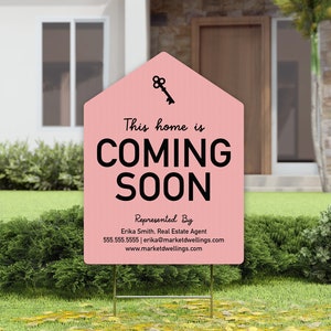Customizable Coming Soon Yard Sign With Stake Real Estate Agent Photo ...