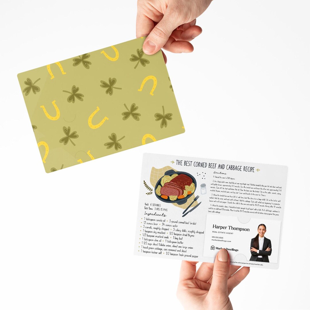 SET of Corned Beef and Cabbage Recipe Cards W/ Envelopes | Real Estate ...