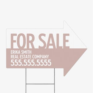 Customizable | for Sale Directional Arrow Real Estate Yard Sign With ...