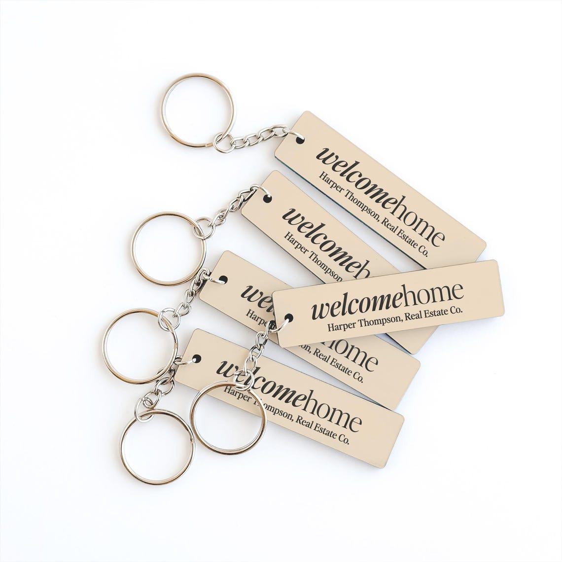 Set of Customizable Welcome Home Keychains | Real Estate Keychain ...