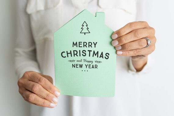 SET of Merry Christmas and Happy New Year Greeting Cards | Etsy