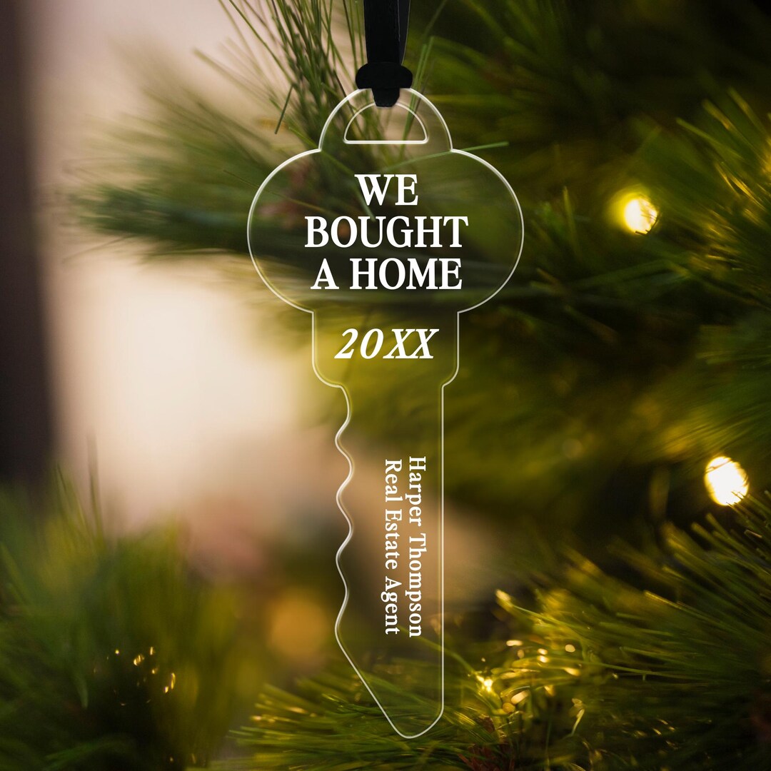 Customizable | We Bought A Home Key Ornaments | Real Estate Pop by ...