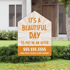Customizable It's a Beautiful Day Real Estate Yard Sign With Stake Real ...