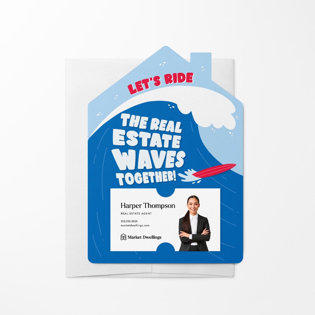 Set of Let's Ride the Real Estate Waves Together! Mailers | Envelopes ...