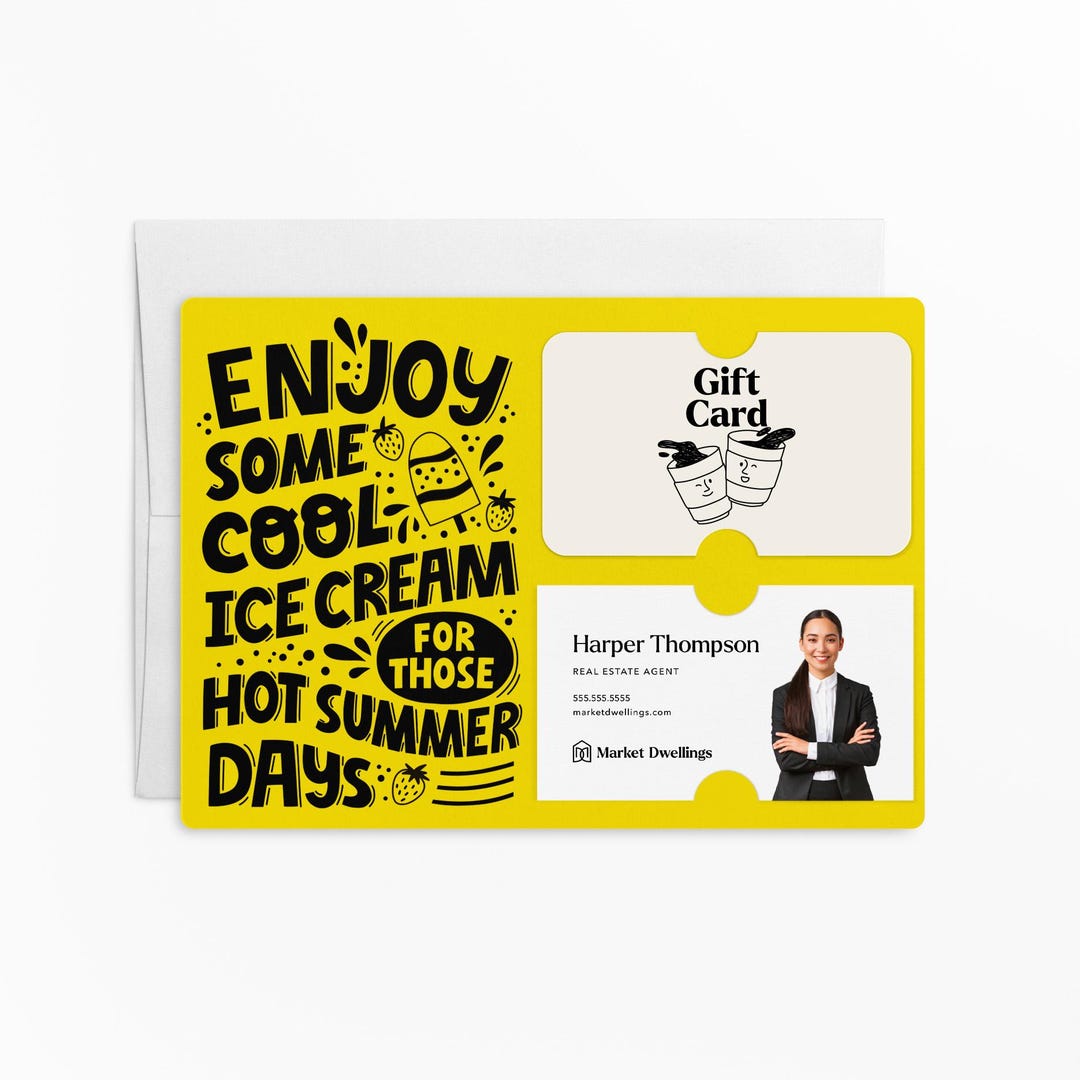SET of Enjoy Cool Ice Cream Gift Card and Business Card Holder W ...