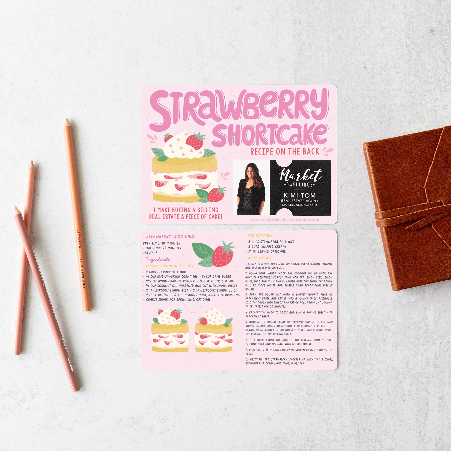 SET of Strawberry Shortcake Recipe Card W/ Envelopes Real - Etsy