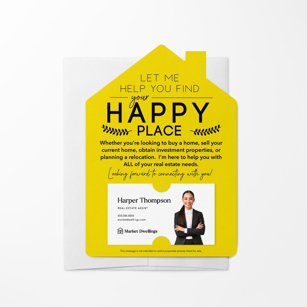 SET of Happy Place Real Estate Cards | Real Estate Agent Card ...
