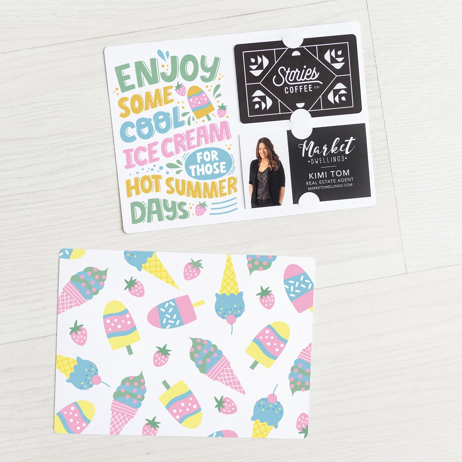 SET of Enjoy Cool Ice Cream Gift Card and Business Card Holder - Etsy